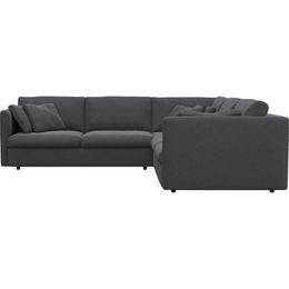 FLEXLUX Ecksofa &raquo;Lovane gleichschenklig, bequem und komfortabel&laquo; Weich & anschmiegsam, gro&szlig;e Sitztiefe auf Kaltschaum, Dekokissen inkl. grau 100% 