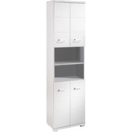 ByLiving Hochschrank &raquo;Nebraska&laquo; Breite 50 cm, Badezimmerschrank mit Metallgriffen, viel Stauraum wei&szlig; FSC -zertifizierter Holzwerkstoff, MDF wei&szlig;, B/H