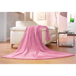 G&ouml;zze Wohndecke &raquo;Memphis&laquo; in tollen Unifarben, Kuscheldecke rosa Kunstfaser B/L: 150cm x 200cm