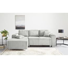 Home Affaire Ecksofa &raquo;Gy&ouml;r&laquo; L-Form, wahlweise mit Bettfunktion und Bettkasten incl. 2 Zierkissen beige 100% Polyester B/H/T: 235cm x 88cm x 160cm, 