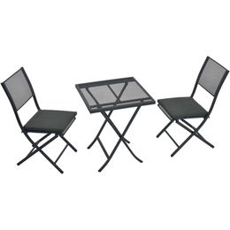 Merxx Garten-Essgruppe &raquo;&raquo;Samos&laquo;&laquo; Set, Inkl. Kissen, pulverbeschichtetes Stahlgestell, 5 Stk. tlg. Tisch klappbar: LxB: 60x60 cm grau Stahl 