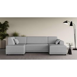 Home Affaire Wohnlandschaft &raquo;TAMMO&laquo; U-Form grau 100% Polyester B/H/T: 296cm x 80cm x 162cm, Struktur, Recamiere rechts
