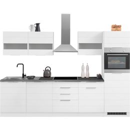 KOCHSTATION K&uuml;chenzeile &raquo;KS-Luhe&laquo; 300 cm breit, wahlweise mit oder ohne E-Ger&auml;ten, gefr&auml;ste MDF-Fronten wei&szlig; B/H/T: 300cm x 60cm, inkl. E-Ger&auml;te (