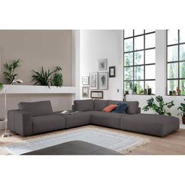 Musterring Ecksofa &raquo;LUCIA L-Form&laquo; in vielen Qualit&auml;ten und 4 verschieden N&auml;hten grau Flachgewebe FLORIS (100% Polyester);Flachgewebe VALMONT (60% Baumwolle/ 40% 