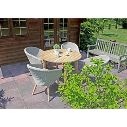Garden Pleasure Garten-Essgruppe &raquo;, Tischgruppe &raquo;OAKLAND/ARVARDA Set 01&laquo;&laquo; Set, 4 Sessel, Tisch LxB: 200x100 cm, inkl Auflagen grau Kissenbezug: 100% Polyester 