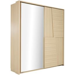 Kleiderschrank &raquo;SILVA Schiebeschrank mit 2 T&uuml;ren&laquo; Optimale Stauraumkapazit&auml;t, Front mit LED-Beleuchtung beige Holzwerkstoff, Melamin Eiche Nachbildung