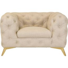 Home Affaire Chesterfield-Sessel &raquo;Glynis Sessel&laquo; aufw&auml;ndige Knopfheftung, moderne Chesterfield Optik, Fu&szlig;farbe w&auml;hlbar beige Struktur (100% Polyester)