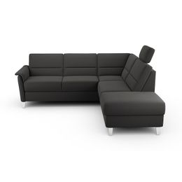 Quelle optional Schlaffunktion & Bettkasten, Federkern grau 100% Polyester B/H/T: 236cm x 89cm x 212cm, Struktur, Ottomane rechts, ohne Bettfunktion,ohne 