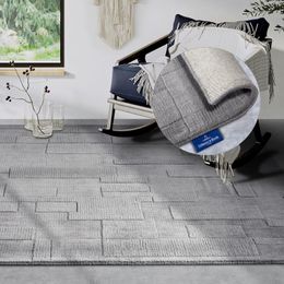 Villeroy & Boch Wollteppich &raquo;Wilhelmine&laquo; rechteckig 10 mm H&ouml;he L&auml;ufer, handgewebt, Wolle, Natur, Wohnzimmer, Geometrie, Boho grau Wolle B : 120cm 1 Stk., 10mm, L: 