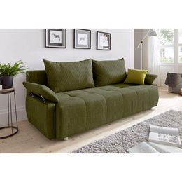 Collection AB Schlafsofa &raquo;Funtastic, B: 212 cm, Liegel. 145x187 cm&laquo; Schlaffunktion, Bettkasten, Armteilverstellung & Zierkissen, Federkern gr&uuml;n 