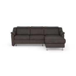 Sit & More sit&more Ecksofa &raquo;Freetown L-Form&laquo; inklusive Kopfteilverstellung und komfortablem Federkern braun B/H/T: 257cm x 84cm x 166cm, Luxus-Microfaser, 