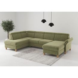 OTTO home Wohnlandschaft &raquo;Glendale, U-Form&laquo; inkl. Kopfteilverstellung, wahlweise mit Vorziehsitz und Bettkasten gr&uuml;n 100% Polyester B/H/T: 321cm x 