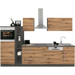 KOCHSTATION K&uuml;chenzeile &raquo;KS-Samos&laquo; Breite 310 cm, wahlweise mit E-Ger&auml;ten und Induktionkochfeld braun B/H/T: 310cm x 200cm x 60cm, ohne E-Ger&auml;te