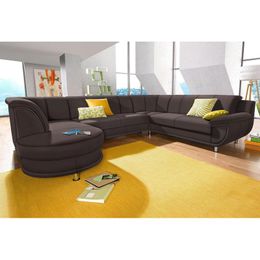 Trendmanufaktur Wohnlandschaft &raquo;Rondo, wahlweine mit Federkern, Breite 320cm, U-Form&laquo; inkl.Federkern und mit Bettfunktion braun Softlux -Kunstleder;