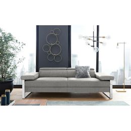 W.Schillig 2-Sitzer &raquo;finn&laquo; German Design Award 2016, Fu&szlig;gestell Chrom gl&auml;nzend, Breite 230 cm grau Flachgewebe S22 (100% Polyester);Stoff S37 (100% 