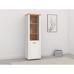 Home Affaire Vitrine &raquo;Valencia&laquo; Breite 60,5 cm, mit 3 offenen F&auml;chern braun Holzwerkstoff, MDF Opaque wei&szlig;, B/H/T: 60,5cm x 194,5cm x 41cm, T&uuml;ren: 1 