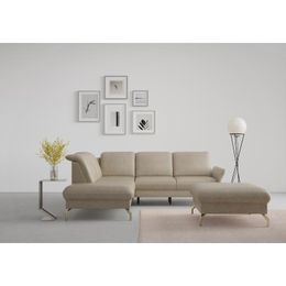 Sit & More sit&more Ecksofa &raquo;Fashion L-Form&laquo; wahlweise mit Kopfteilverstellung, Vorziehsitz, motorisch, Nickelf&uuml;&szlig;e beige B/H/T: 250cm x 84cm x 207cm, Luxus-