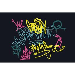 A.S. Cr&eacute;ation Vliestapete &raquo;Graffiti-Tapete Schwarz Bunt Breakdance & Subway&laquo; matt glatt bunt Vlies B/L: 2,5m x 3,75m, Rollen: 1