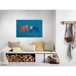 A.S. Cr&eacute;ation Leinwandbild &raquo;monkey business&laquo; Kunst Tiere 1 Stk. tlg. Keilrahmen Bild Kunst Affen Bunt Leinwand-Bild Wohnzimmer modern Wand blau Massivholz, Stahl B/