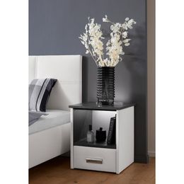 Westfalia Schlafkomfort Nachtkonsole &raquo;Brilon&laquo; wahlweise mit indirekter LED-Beleuchtung schwarz-wei&szlig; Holzwerkstoff B/H/T: 45cm x 53cm x 45cm, Ohne LED-Beleuchtung, 1 Stk.