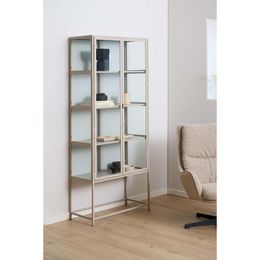 ACTONA GROUP Glasvitrine &raquo;Seaford, Vitrine&laquo; Vitrine, grauer Stahl, Oberboden und 4 Einlegeb&ouml;den, 77x 35 x 185,6 cm Stahl Grau, B/H/T: 77cm x 185,6cm x