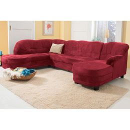 Home Affaire Wohnlandschaft &raquo;Camelita, viel Platz, bequem und zeitlos, Breite 289cm, U-Form&laquo; wahlweise mit Bettfunktion rot B/H/T: 289cm x 86cm x 81cm