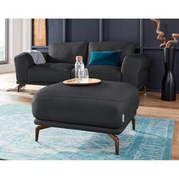 W.Schillig Hocker &raquo;montanaa&laquo; mit Metallf&uuml;&szlig;en in Bronze pulverbeschichtet, Breite 71 cm schwarz B/H/T: 71cm x 42cm x 71cm, Longlife Xtra-Leder Z59
