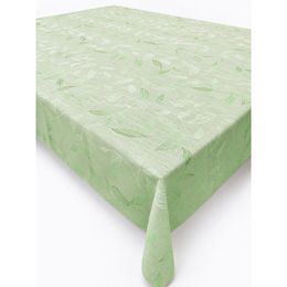 OTTO home Tischdecke &raquo;Raffon&laquo; Leinen Optik mit Blattmotiv, Wohn - Esszimmer Dekoration gr&uuml;n Polyester B/L: 250cm x 135cm, 1 Stk.