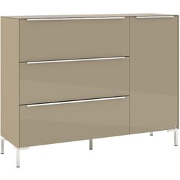 set one by Musterring Sideboard &raquo;Reno&laquo; 1 Stk. tlg. Mit Winkelfu&szlig; in diversen Farben, 108 cm H&ouml;he & Farbauswahl beige Glas, Holzwerkstoff B/H/T: 137cm 