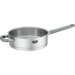 Mulex Bratpfanne &raquo;LUGANO&laquo; Edelstahl 18/10 mit Deckel, Messskala, Sch&uuml;ttrand, Kapselboden, &Oslash; 24 cm, Induktion grau &Oslash; 24cm + H&ouml;he 6,5cm