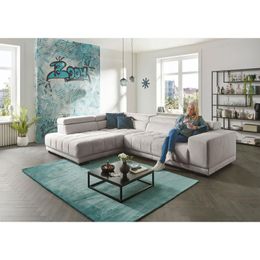 Die PlanBar Ecksofa &raquo;MP-IN15053 L-Form breiter Schenkel&laquo; wahlweise mit Kopfteilverstellung und manueller Vorziehbank grau 100% Polyester B/H/T: 323cm 