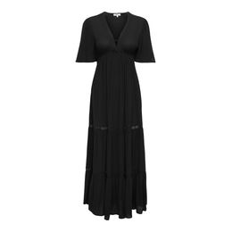 Only Damen Maxikleid "ONLMYA CHIARA S/S LONG V DRESS WVN", schwarz, Gr. XS, unifarben, Web, Obermaterial: 100% Viskose, Kleider, Viskose