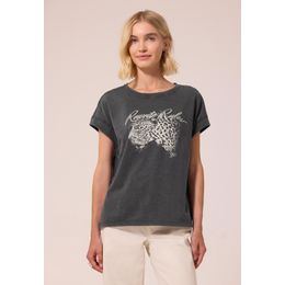 Damen Print-Shirt, grau, Gr. 44, STREET ONE STUDIO, bedruckt, Web, 100% Baumwolle, Shirts, mit Frontprint