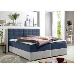 Maintal Boxspringbett mit Bettkasten und Topper blau Bezug Microfaser aus 100% Polyester Liegefl&auml;che B/L: 160cm x 200cm, H2 + H2, Tonnentaschen-