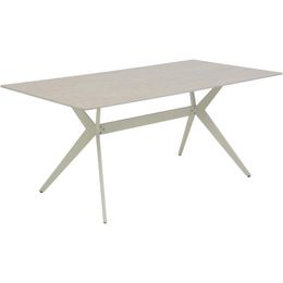 Hela Esstisch &raquo;PACCINO&laquo; 1 Stk. tlg. Sintered Stone, Marmoroptik, Platte fest (1 cm), Metallgestell konisch B/H/T: 180cm x 76cm x 90cm, Travertin Optik