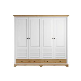 OTTO home Kleiderschrank &raquo;Rauna, aus massiver Kiefer, 4-t&uuml;rig, mit Lamellen und Kassetten&laquo; B/H/T ca. 203/183/61, FSC zertifiziertes Massivholz (Kiefer