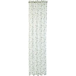 HOMING Gardine &raquo;Keela&laquo; verdeckte Schlaufen 1 Stk. tlg. Bl&auml;tter, floral, Blumen, Wohnzimmer, Schlafzimmer, transparent gr&uuml;n Ausbrenner, Polyester 245cm