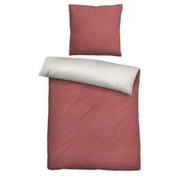 Biberna Wendebettw&auml;sche &raquo;HERMAL Melange Flanell uni, kuschelig weich&laquo; 3 Stk. Flanell in Melangeoptik, Winterbettw&auml;sche, Made in Germany rot Flanell, 