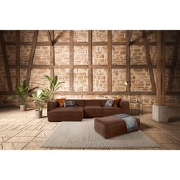 W.Schillig Ecksofa &raquo;around-the-block Mega Sofa, viel Platz und hoher Sitzkomfort, L-Form&laquo; mit eleganter Biese, mit Federkern, Breite 341 cm braun 