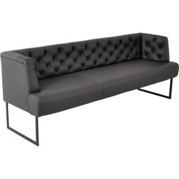 K+w Komfort & Wohnen K+W Komfort & Wohnen Polsterbank &raquo;Creso&laquo; im modernen Chesterfield-Look, mit schwarzen Kufenf&uuml;&szlig;en braun Bronco: Nappaleder pigmentiert, Dickleder, 1, 3