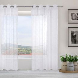 decolife Gardine &raquo;Vilda&laquo; &Ouml;sen 1 Stk. tlg. wei&szlig; mit silberfarbigen Akzenten wei&szlig; Wirkware, Polyester 180cm, &Ouml;sen, 135cm