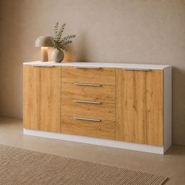 borchardt M&ouml;bel borchardt M&ouml;bel Kommode &raquo;Oliva, Kommode mit Metallgriffen&laquo; mit 4 Schubk&auml;sten wei&szlig; Holzwerkstoff B/H/T: 166cm x 78cm x 35cm