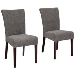 Home Affaire Esszimmerstuhl &raquo;Queen&laquo; (Set) 2 Stk.Beine aus massiver Buche, wengefarben lackiert, Polsterstuhl grau Massivholz B/H/T: 46cm x 93cm x 64cm