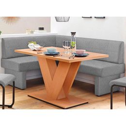 Home Affaire Eckbank &raquo;Nils&laquo; Sitz und R&uuml;cken gepolstert, verschiedene Qualit&auml;ten grau Holzwerkstoff, Massivholz, Polyester B/H/T: 182cm x 89cm x 142cm,