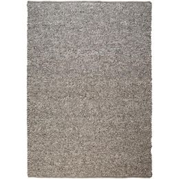 Kayoom Wollteppich &raquo;Darleen 685&laquo; rechteckig 20 mm H&ouml;he Kurzflor, Handgewebt, Modernes Muster, Uni, Wolle grau Wolle B : 160cm 1 Stk., 20mm, L: 230cm
