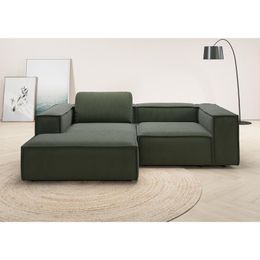 Home Affaire Ecksofa &raquo;Watertown, kompakte L-Form, 246 cm breite f&uuml;r kleinere R&auml;ume&laquo; modernes Ecksofa mit Feincordbezug, platzsparend & bequem gr&uuml;n 95%