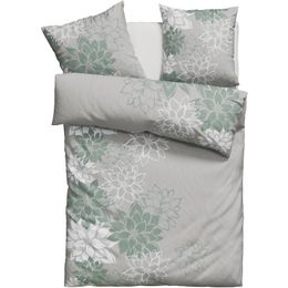 OTTO home Bettw&auml;sche &raquo;Susan in Gr. 135x200 oder 155x220 cm&laquo; 2 in verschiedenen Qualit&auml;ten, romantische Bettw&auml;sche mit Blumen gr&uuml;n Linon, Obermaterial: