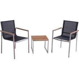 Garden Pleasure Balkonset &raquo;&raquo;DENVER Set 02&laquo;&laquo; 3 Stk. tlg. 2 St&uuml;hle (stapelbar), Tisch LxB: 45x45 cm grau Teak FSC 100% Einheitsgr&ouml;&szlig;e