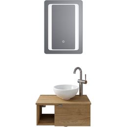 Badm&ouml;bel-Set &raquo;Serie 6915&laquo; 4 Stk. tlg. braun B/H/T: 61cmcm x 200cmcm x 35cmcm, T&uuml;ranschlag: rechts/Armaturbohrung: rechts