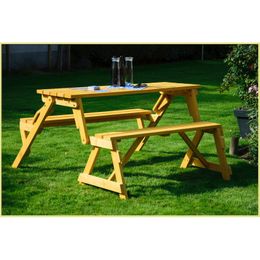 Dobar Gartentisch &raquo;2 in 1&laquo; BxTxH: 138x144x77 cm gelb B/H/T: 138cm x 77cm x 144cm